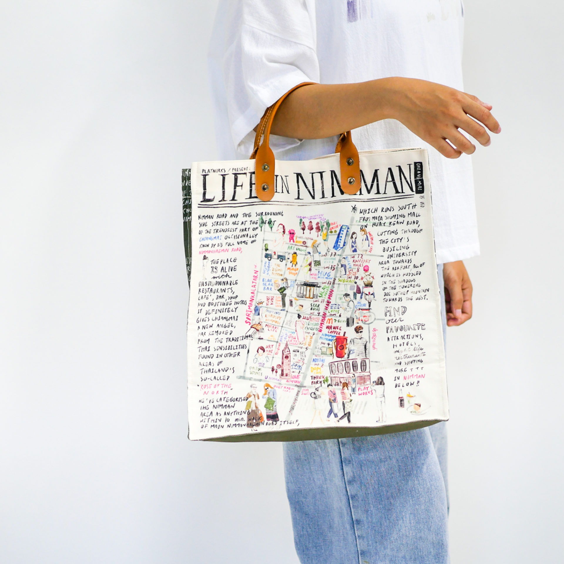 Canvas printed bag - Nimman map - Playworks Shop (เล่นงาน) ของฝากแฮนด์ ...
